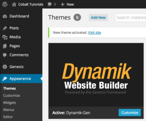 How To Install The Genesis Framework And Dynamik Website Builder - Cobalt Apps Docs